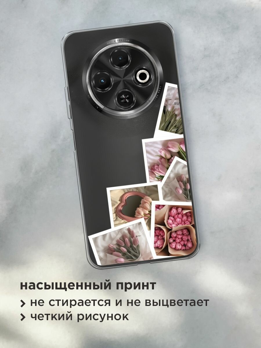 Чехол на Tecno Spark 30C / Текно Спарк 30C с принтом "Весенние фото - 8 марта", прозрачный — фото 1