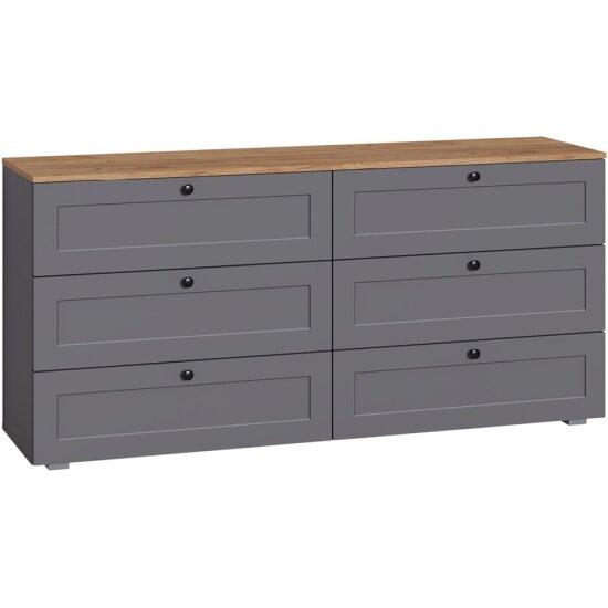Комод Mobi Остин 16.240 Серый Графит 0162 РЕ, Дуб Золотой CRAFT, графит ZB 856-2 ПВХ