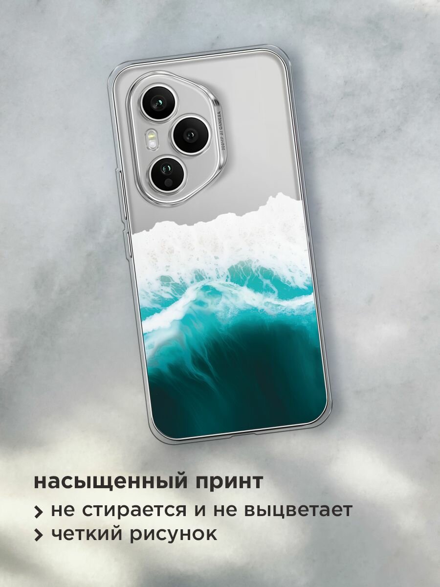 Чехол на Honor 400 Pro / Хонор 400 Про с принтом "Большая волна", прозрачный — фото 1