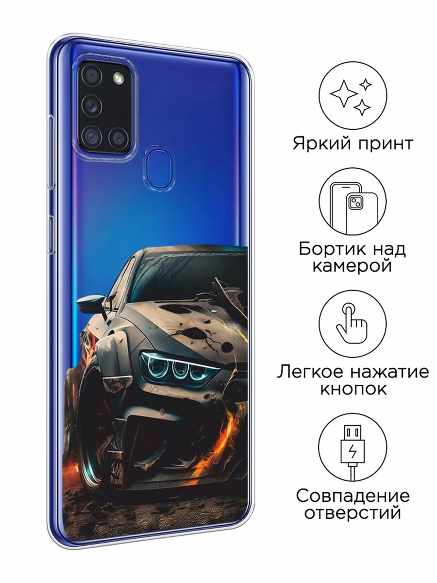 Чехол на Samsung Galaxy A21s / Самсунг Галакси A21s с принтом "На износ", прозрачный — фото 1