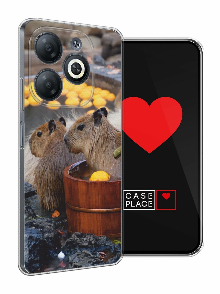 Чехол на Infinix Smart 8 Plus / Инфиникс Смарт 8 Плюс с принтом "Капибары отмокают" — фото 1
