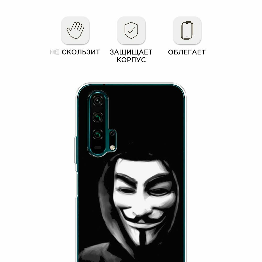 Силиконовый чехол на Honor 20 Pro / Хонор 20 Про с принтом "Анонимус" — фото 1