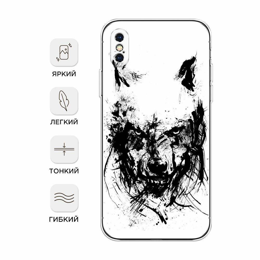 Чехол на Apple iPhone XS Max / Айфон XS Max с принтом Волк тушь — фото 1