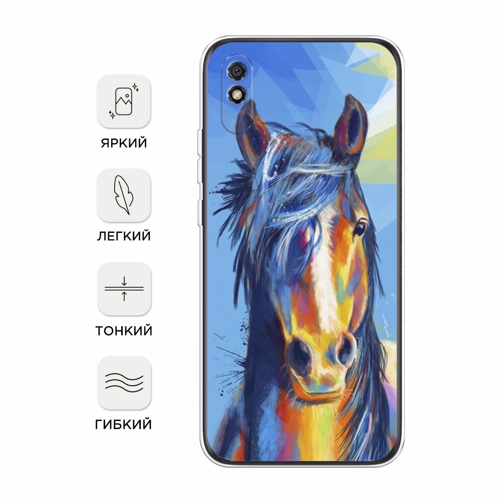 Чехол на Xiaomi Redmi 9A / Сяоми Редми 9А с принтом "Лошадь арт 3" — фото 1