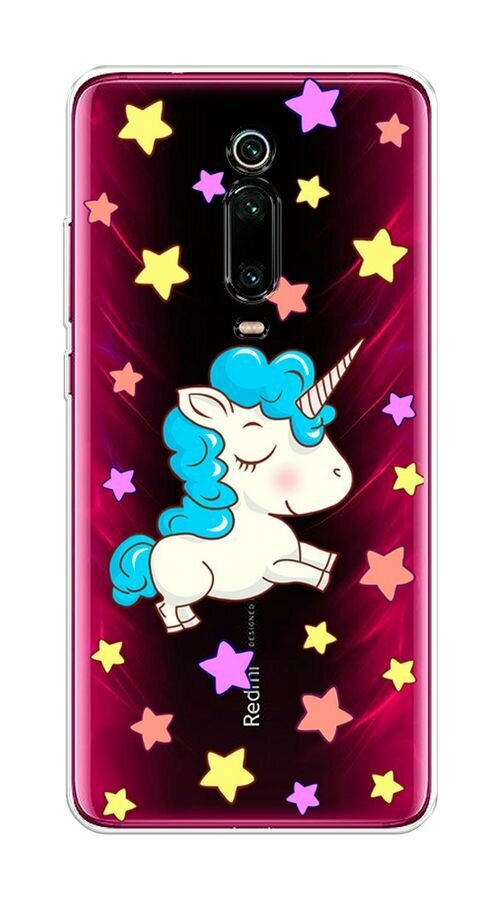 Чехол на Xiaomi Redmi K20/K20 Pro/Mi 9T/9T Pro / Сяоми Редми К20/K20 Pro/Mi 9T с принтом Голубая единорожка, прозрачный