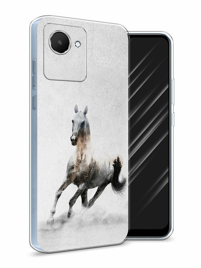 Силиконовый чехол на Realme C30 / Реалми C30 с принтом "Лошадь лес"