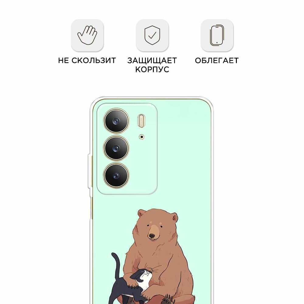 Чехол на Realme C75 4G / Реалми C75 4G с принтом "Медведь и кошка дружба" — фото 1