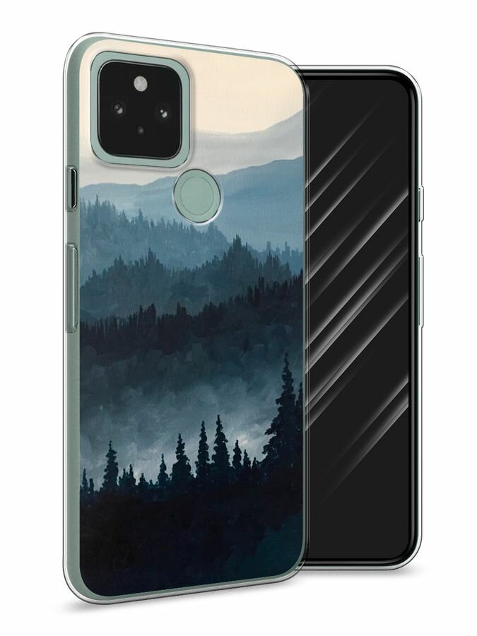 Чехол на Google Pixel 5 / Гугл Пиксель 5 с принтом "Туманные горы"