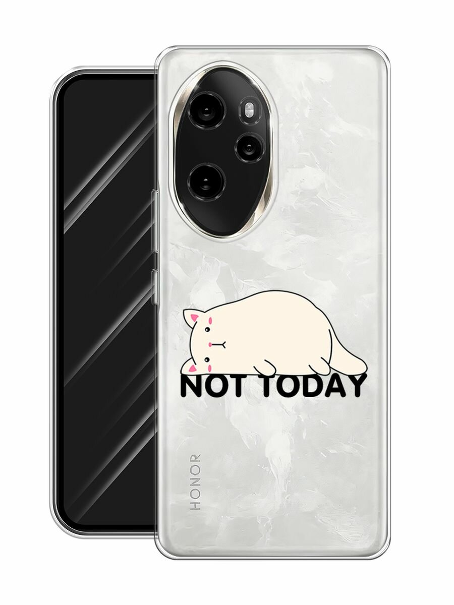 Чехол на Honor 100 Pro / Хонор 100 Про с принтом "Cat not today", прозрачный — фото 1