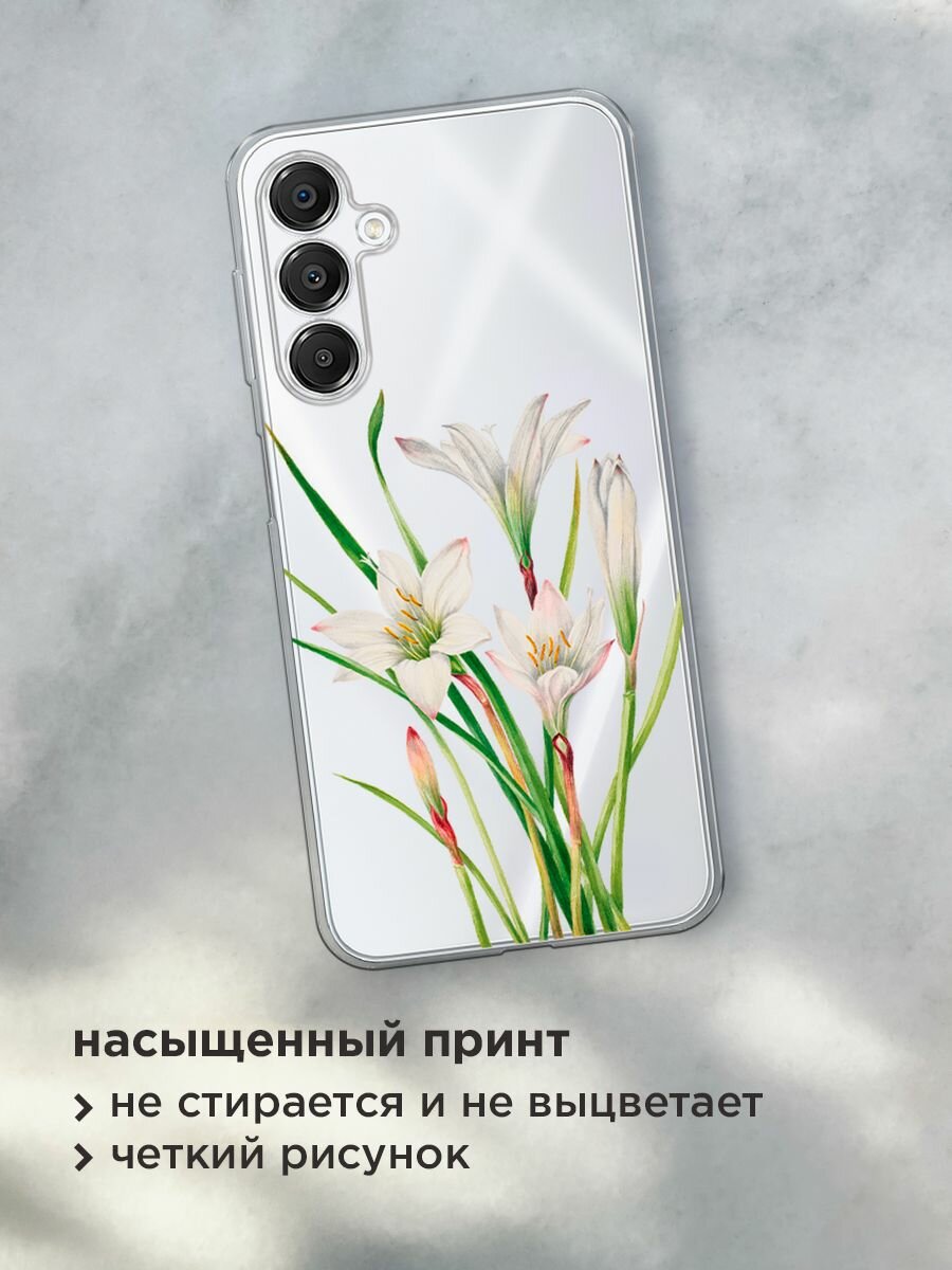 Чехол на Samsung Galaxy A16 / Самсунг А16 с принтом "White lily", прозрачный — фото 1