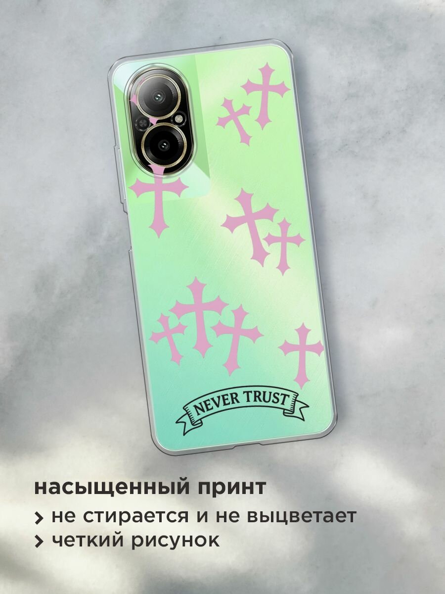 Чехол на Realme C67 4G / Реалми C67 4G с принтом "Розовые кресты", прозрачный — фото 1
