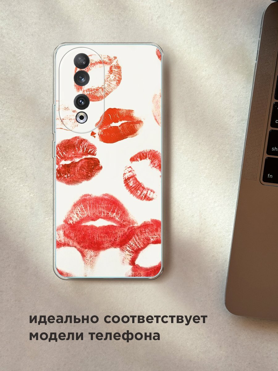 Силиконовый чехол на Honor 90 / Хонор 90 с принтом Следы помады — фото 1