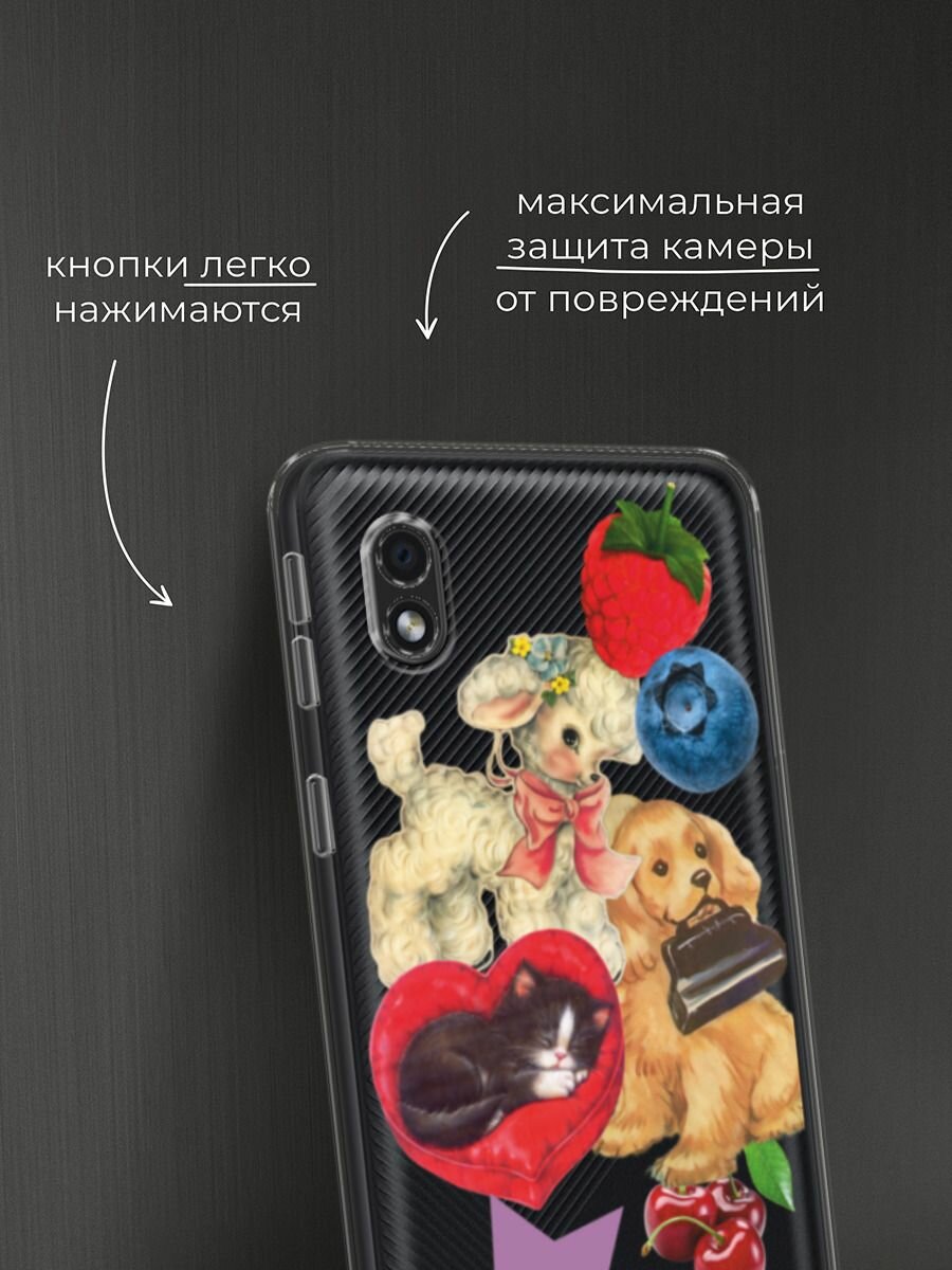 Чехол на Samsung Galaxy A01 Core / Самсунг Галакси А01 Core с принтом "Милые стикеры", прозрачный — фото 1
