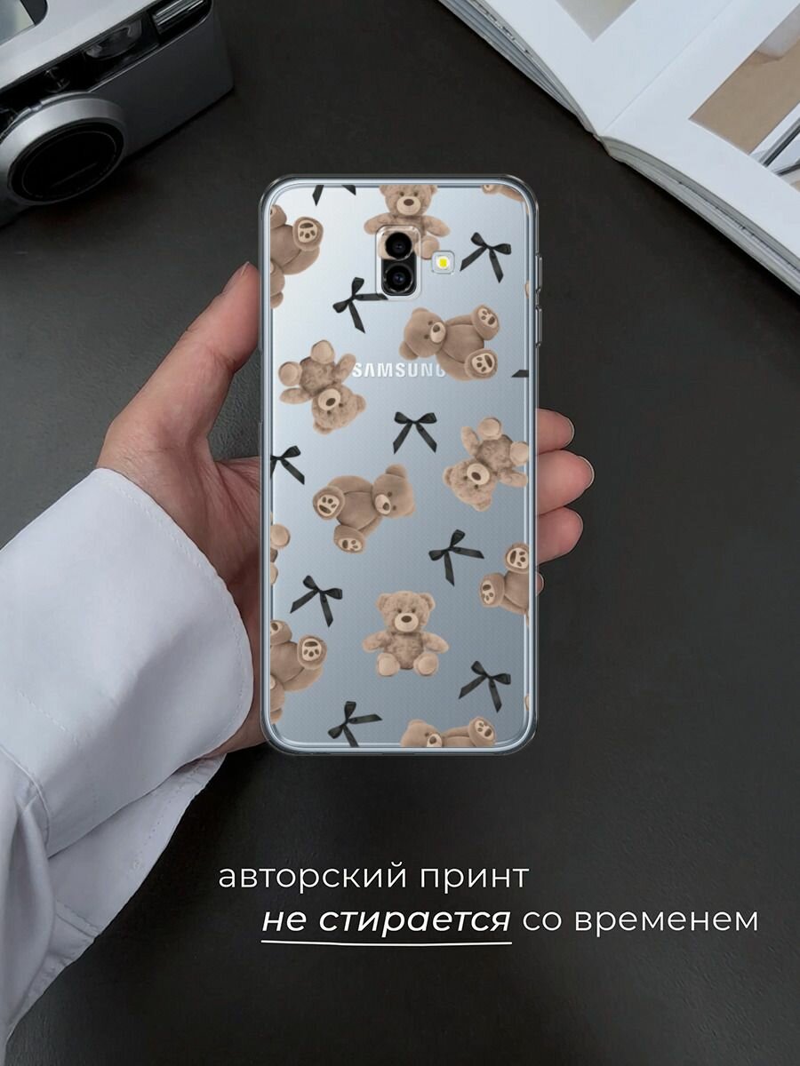Чехол на Samsung Galaxy J6 + / Самсунг Галакси J6 Плюс 2018 с принтом "Плюшовые мишки 2", прозрачный — фото 1