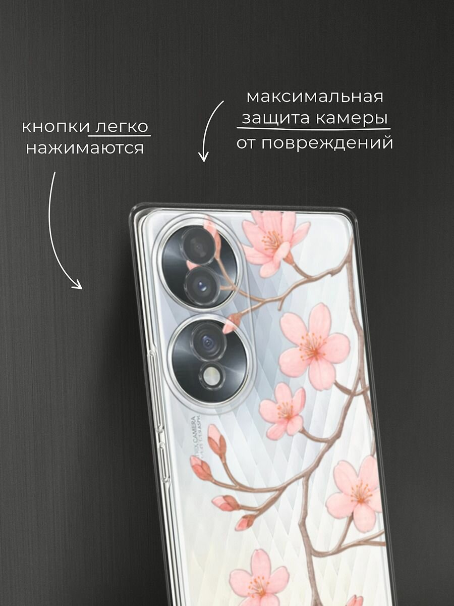 Чехол на Honor 70 / Хонор 70 с принтом "Веточка распускающейся сакуры 2" — фото 1