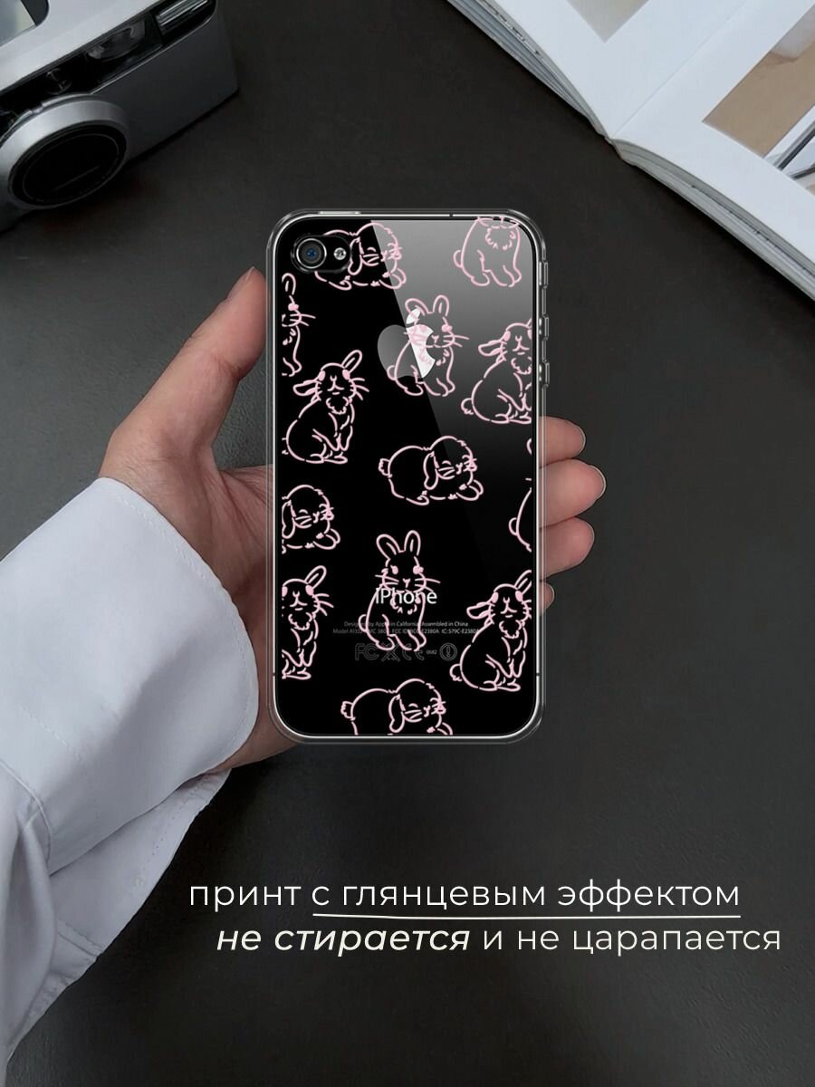 Чехол на Apple iPhone 4/4S / Айфон 4/4S с принтом "Розовый ситует кролика 2" — фото 1