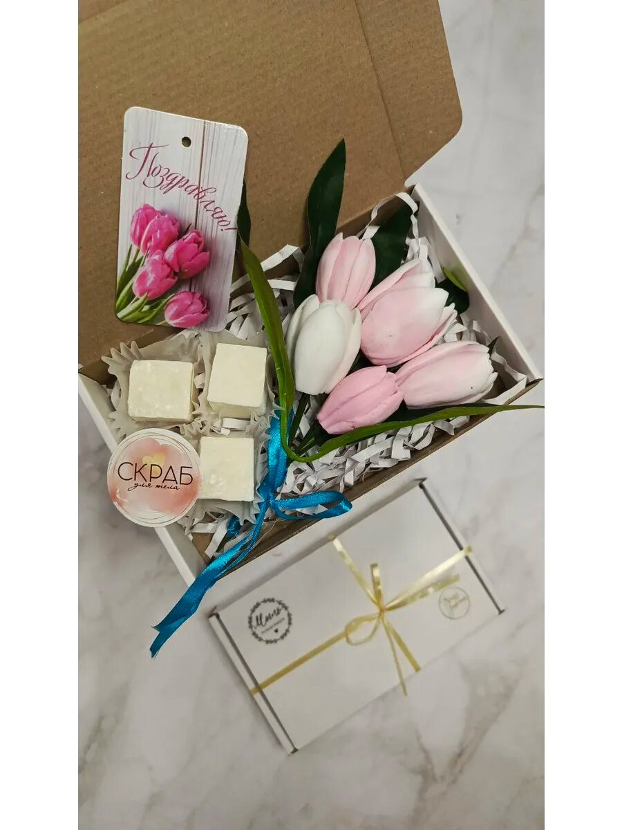 Букет тюльпанов спа набор мыло ручной работы