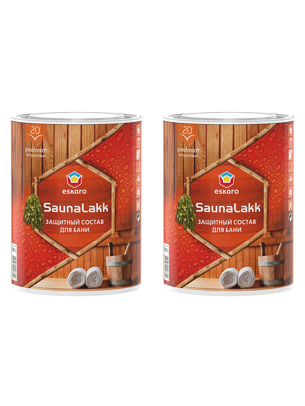 Лак Eskaro Saunalakk для бань и саун акрилатный бесцветный 1,9 л