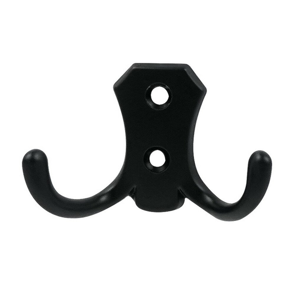 Крючок-вешалка двухрожковый №10 черный настенный для одежды, аксессуаров и мелочей