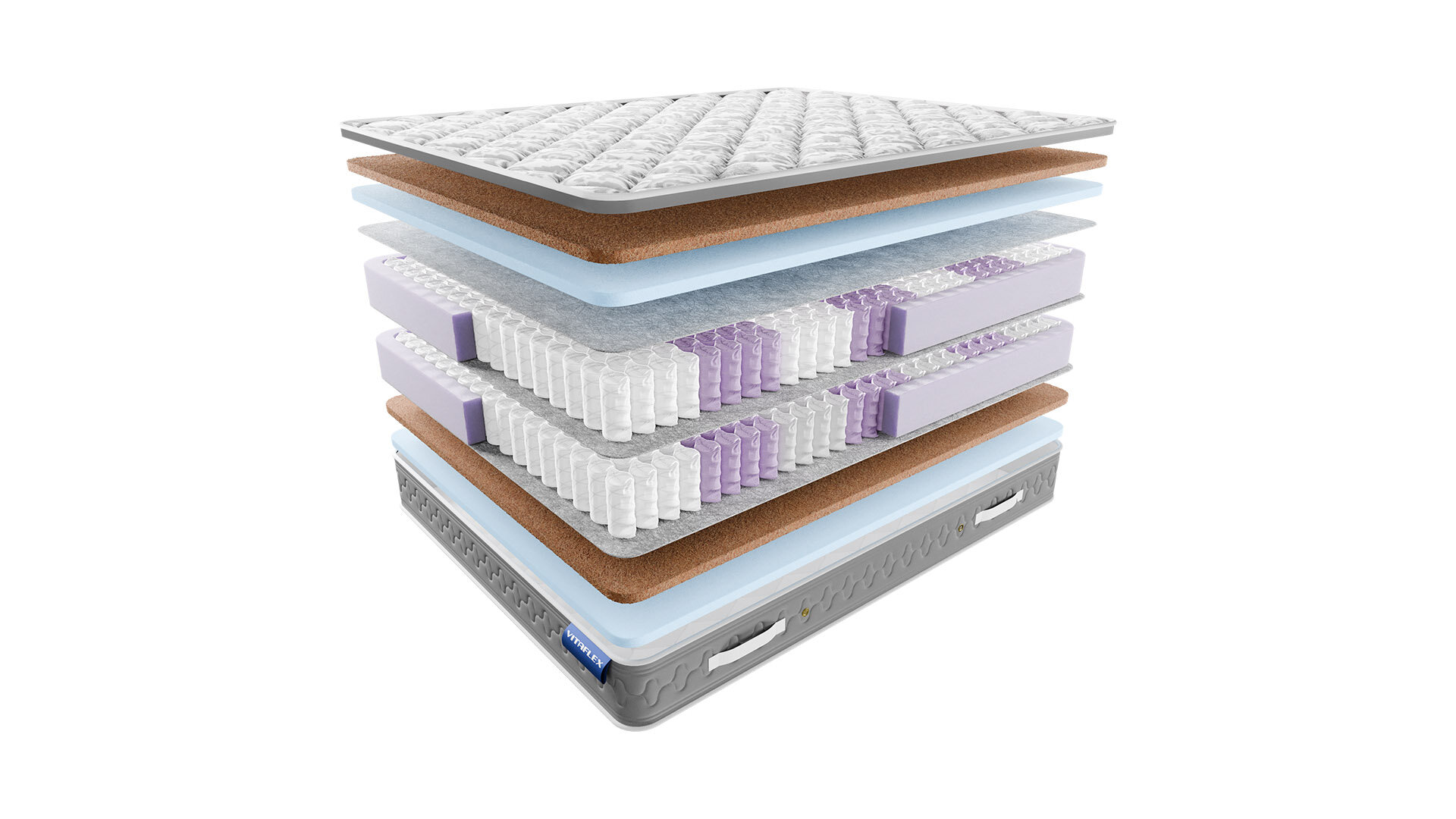 Матрас Vitaflex Big Lowly S500-2 70х190 серии Elite высота 43 см анатомический средней жесткости кокосовый Независимые