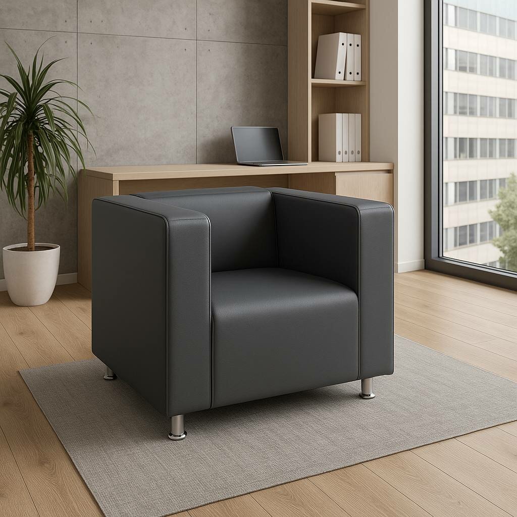 Кресло для Офиса Бэни 90х78х75см Темно-Серый цвет Искусственная кожа