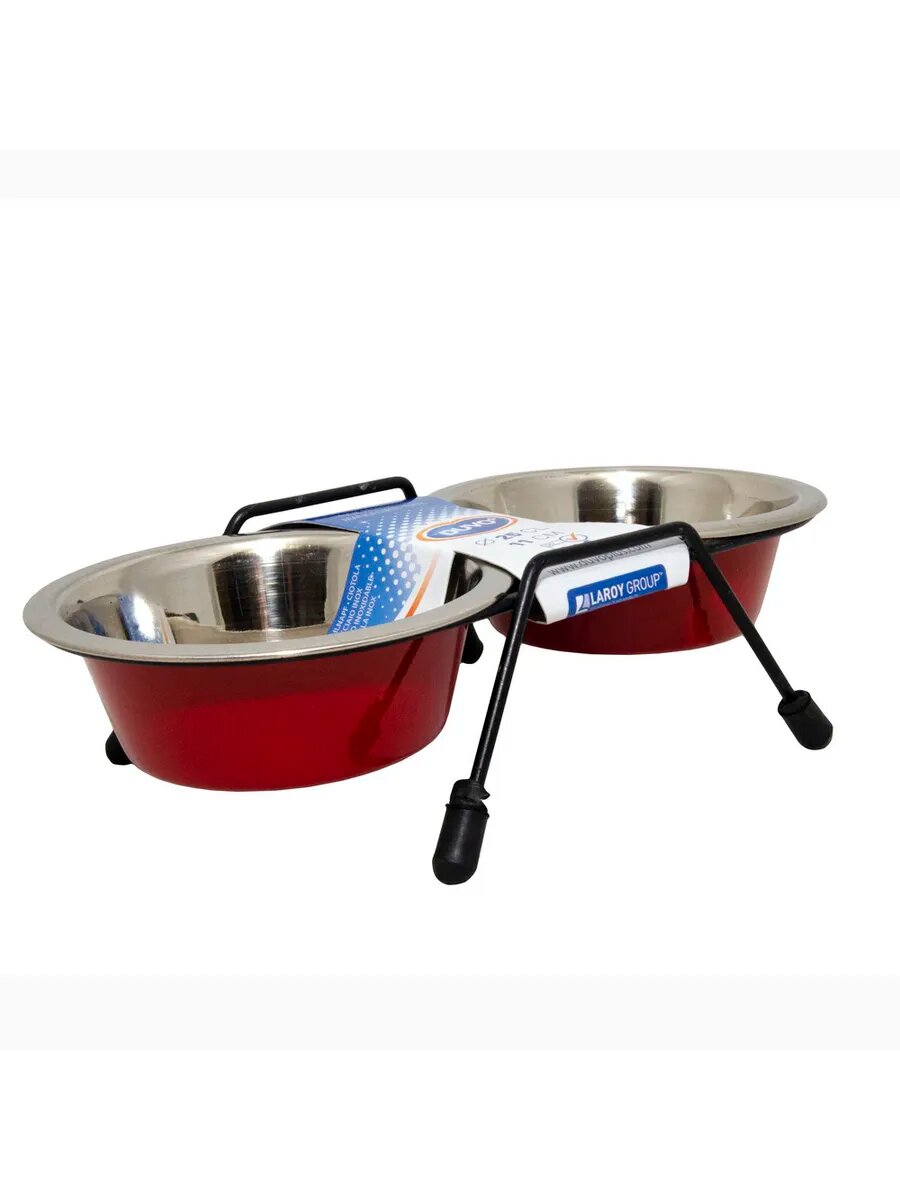 Миска двойная металлическая на подставке, 2х16cм, 950мл