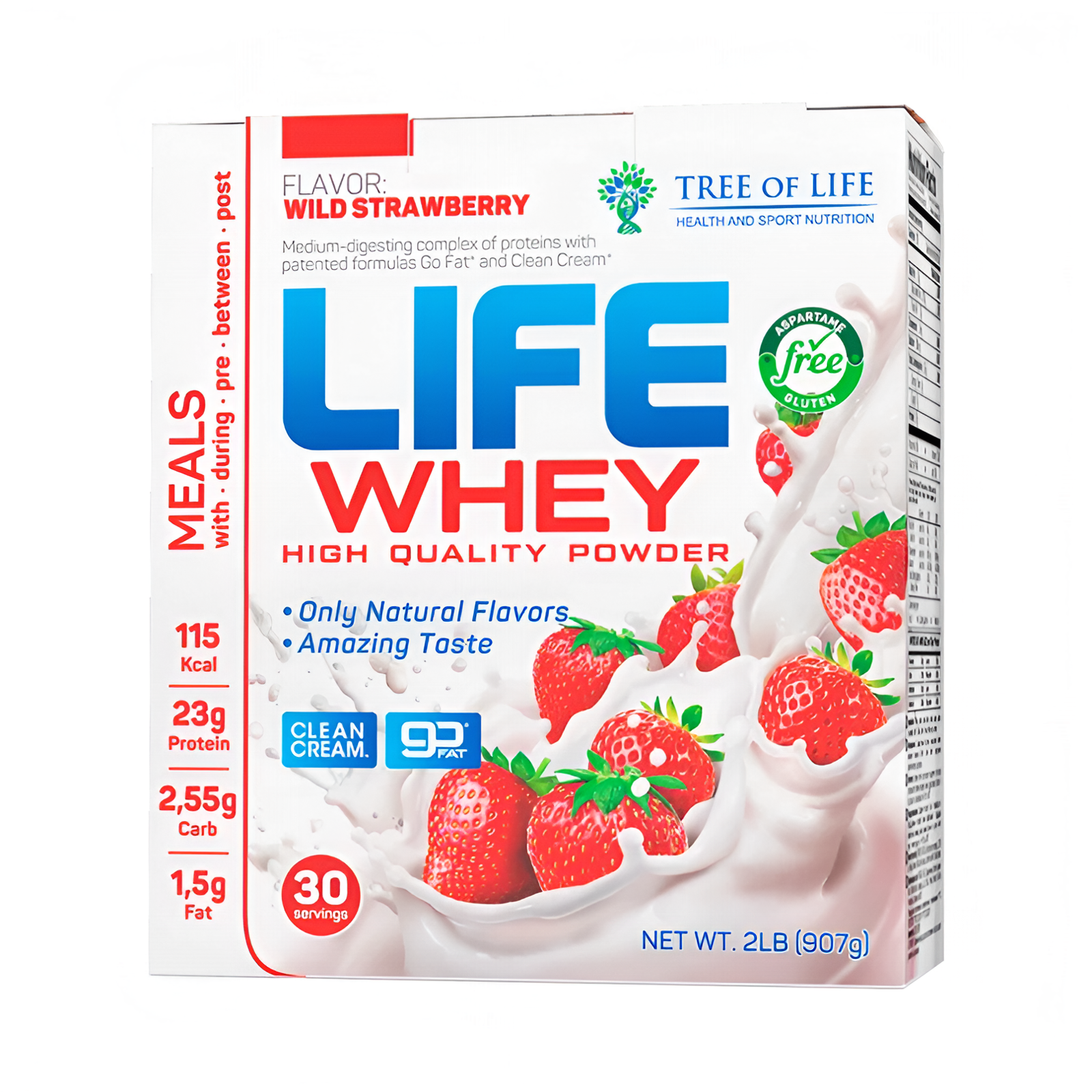 Сывороточный протеин LIFE WHEY 907 gr, 30 порций, клубника, порошок