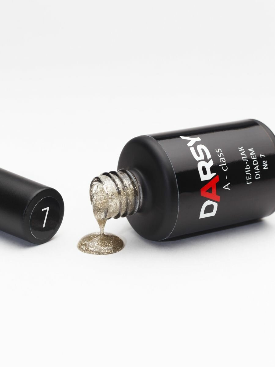 DARSY, Гель-лак прозрачный с золотым шиммером Diadem №7, 8 мл