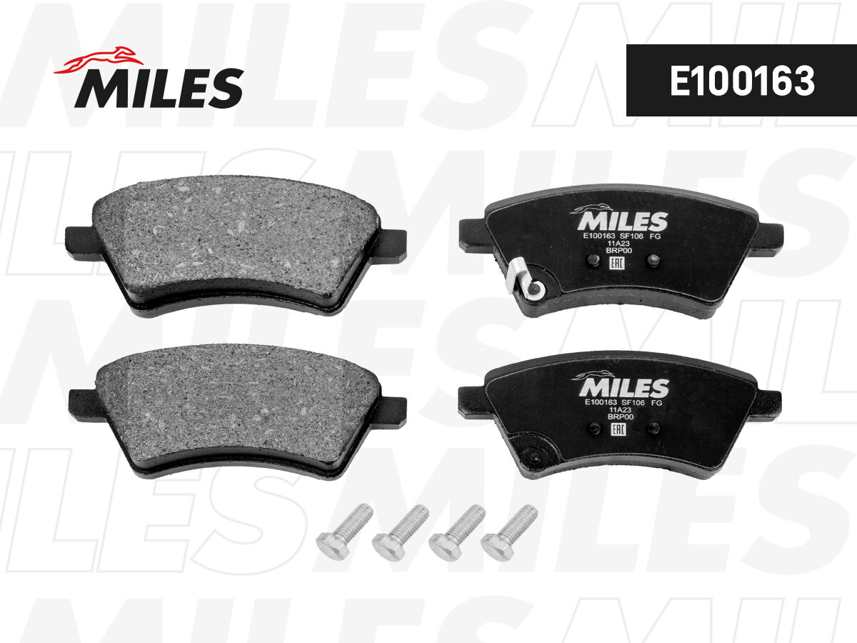 MILES Колодки тормозные передние (без датчика + болты) (Смесь Semi-Metallic) SUZUKI SX4 06- (Венгерская сборка) (TRW GDB1673) E100163