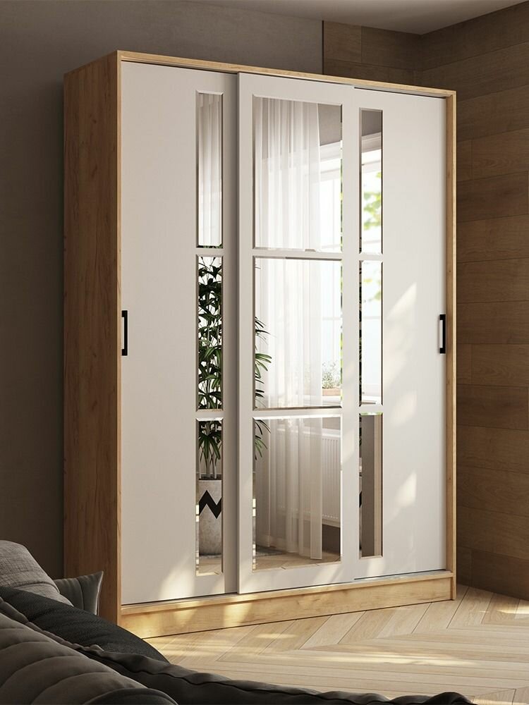 ARNIKA Шкаф-купе с зеркалом 160см, Дуб крафт золотой, Кашемир