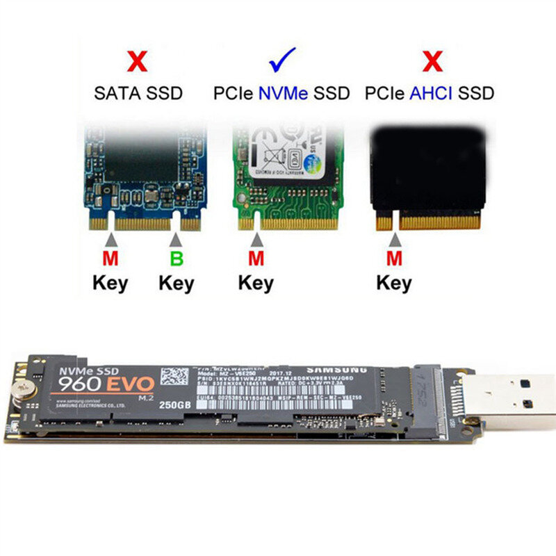 Адаптер NVME USB M.2 SSD на 3.1 10 Гбит/с USB3.1 Gen 2 для M2 NVMe 2230 2242 2260 2280 внешний переходник для накопителей
