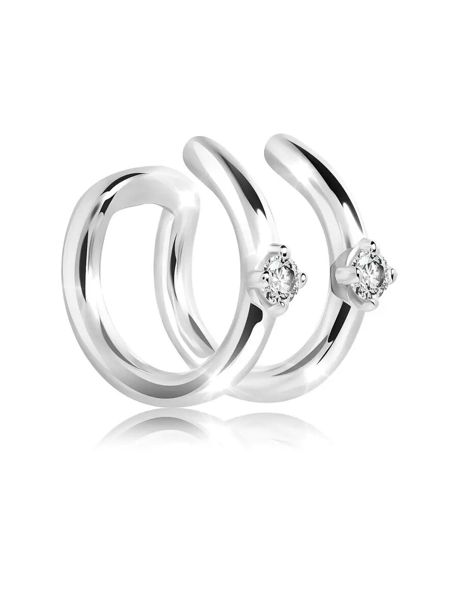 Кафф, серебро, 925 проба, родирование, фианит