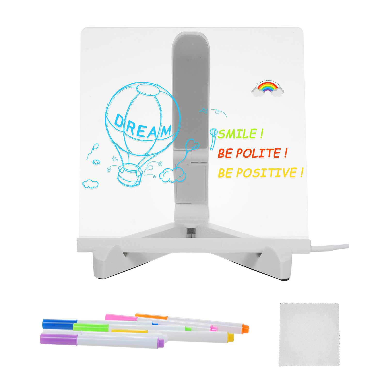 Акриловая доска для сухой стирания со световой писательской доской 15x15см для настольной записки меморандумы о белой доске.