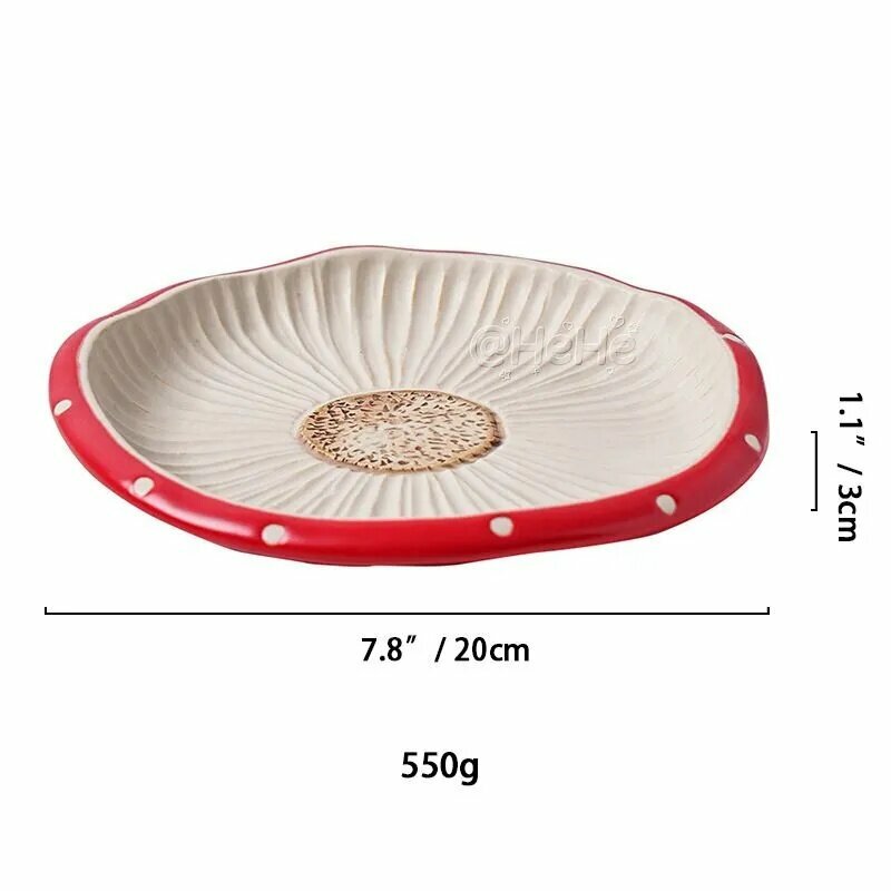 Набор тарелок 1 шт, керамика, тарелка, Красный, белый, 550g, 20*3cm