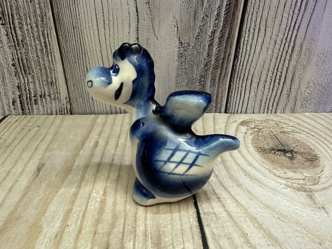 Статуэтка Дракончик Гжель Фарфор винтаж