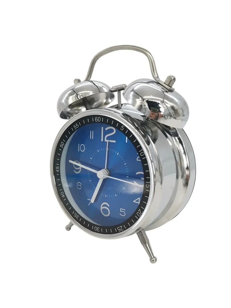 Громкий будильник с двумя звонками, механический, металлический, ночник, декоративный, с двумя звонками, ночник для спальни