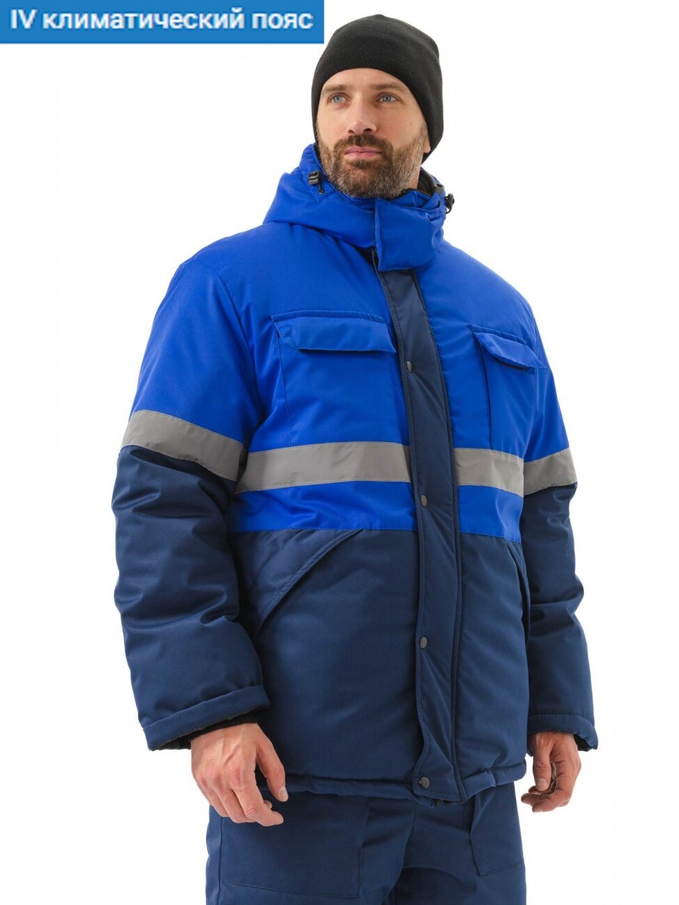 Костюм зимний "БАЛТИКА" IV кл, куртка/полукомб. цвет: т. синий/василек, ткань "НОРД", 56-58, 170-176
