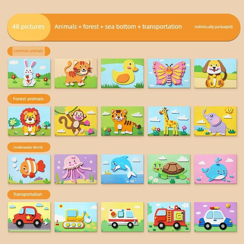 Набор для творчества: 3D-коллаж из детских игрушек ручной работы, материалы для детского сада, стикеры для девочек,