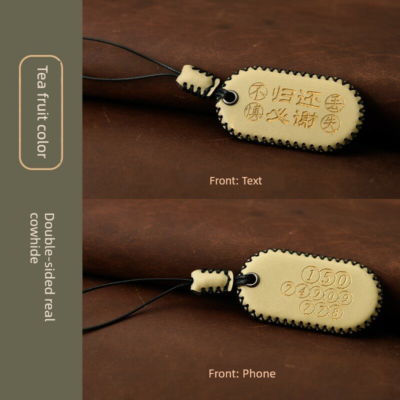 Кожаный держатель для автомобильных ключей с номером телефона, подвеска-брелок для телефона с защитой от потери,