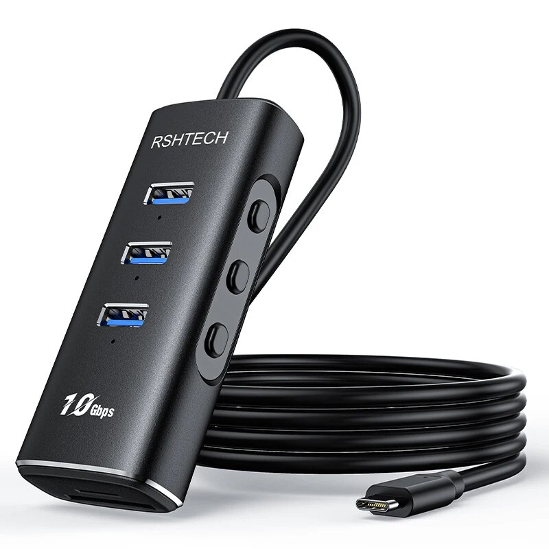 USB-концентратор RSHTECH 10 Гбит/с кардридерами для SD/TF-карт