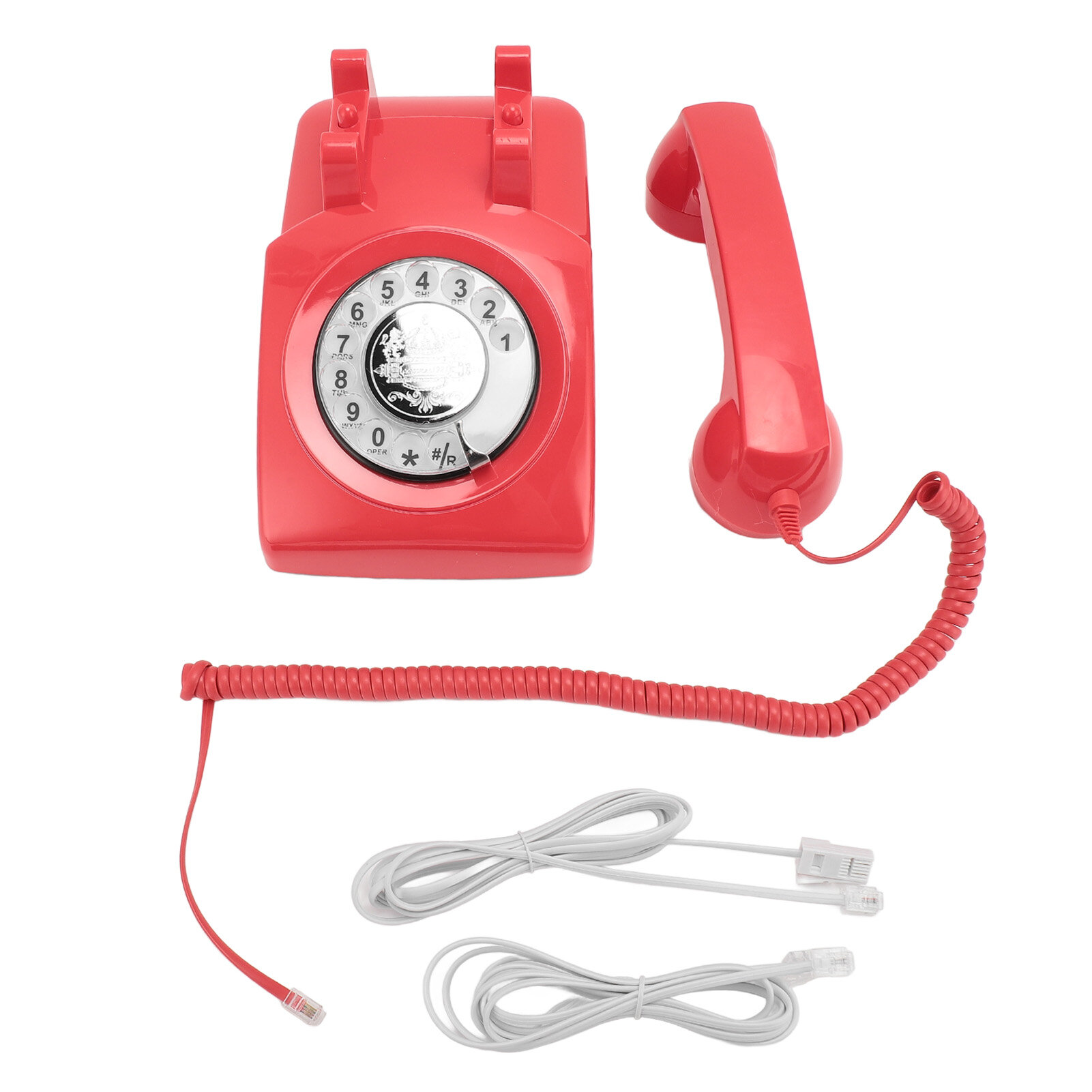 Ретро-телефон с дисковым набором в стиле 1960-х годов, винтажный дисковый телефон, старомодные проводные стационарные телефоны с механическим звонком для домашнего стола, офиса, красного цвета