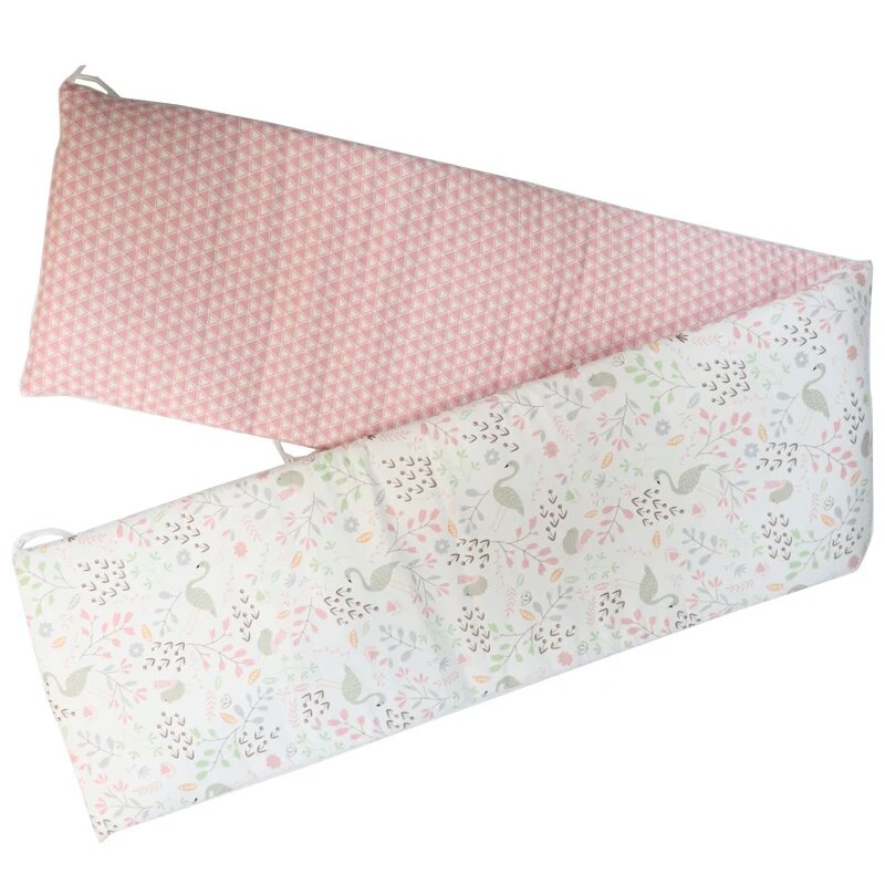 Бампер для детской кроватки Rising Baby, хлопок, 180x30 см Розовый, Swan