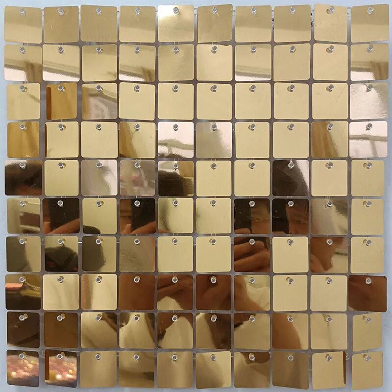 CANYAN Золотые квадратные блестящие панели для фотозон Коричневый, 12 Pcs, Light gold