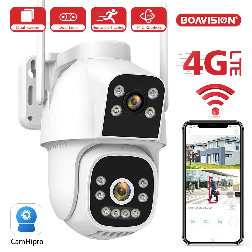 BOAVISION HD 4MP PTZ IP-камера с двумя экранами, 4MP WIFI Cam