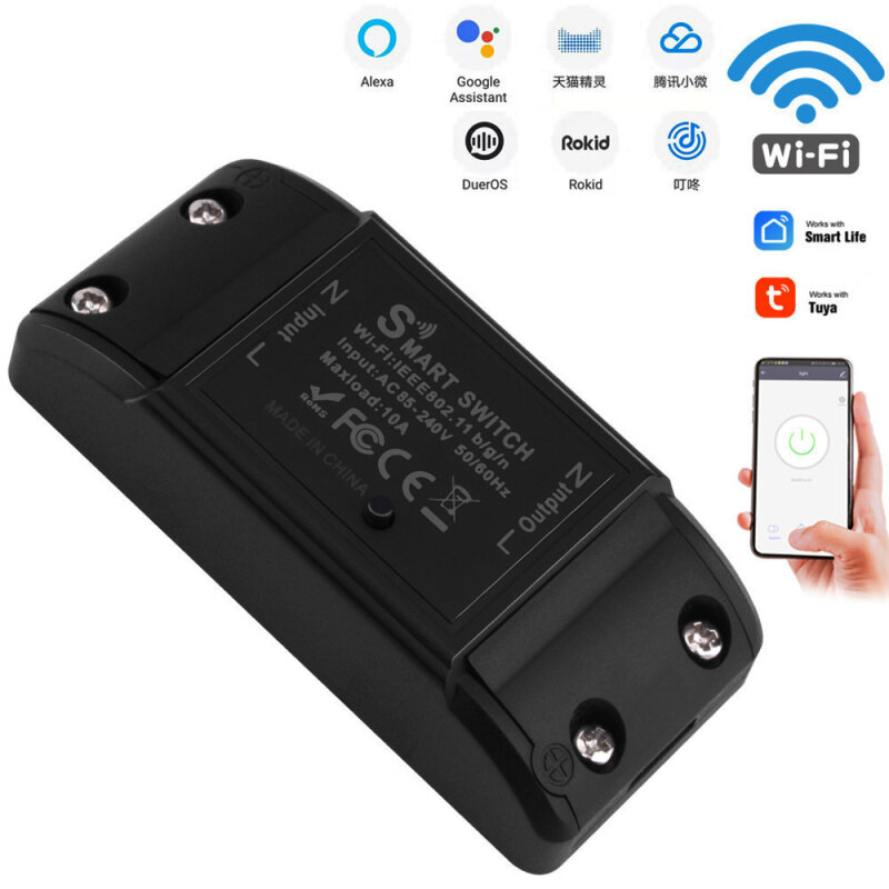 10A Tuya Wifi Smart Switch Timer Беспроводные переключатели Умная домашняя автоматизация Совместимость с Alexa Google Home Простой дизайн Fidelity Горячая продажа