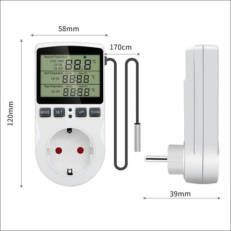 Терморегулятор/термостат до 3680Вт Для конвекторов, Для систем обогрева грунта, белый