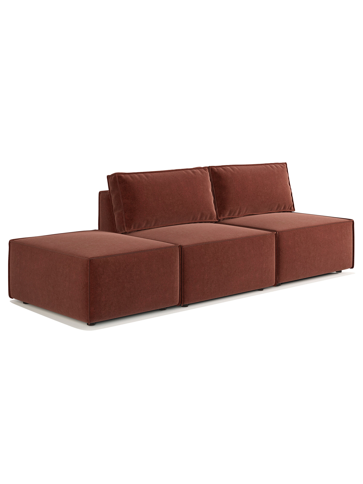 Диван модульный с пуфом Гамма 265х95х70 см, левый велюр Дрим шоколад