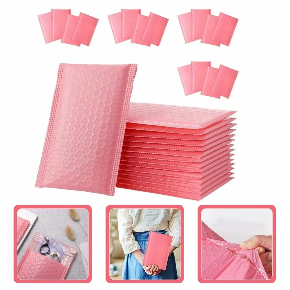 Пузырчатые Конверты Для Отправки 60 Штук Розового Цвета Размер 13.00X11.00X0.40Cm