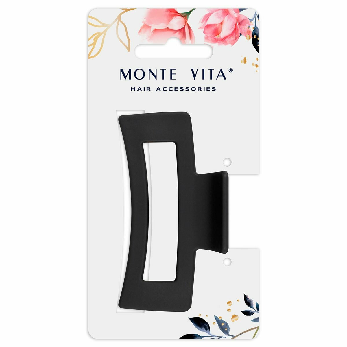 Краб для волос 8,5см, soft-touch, чёрный, Monte Vita, 12 уп.