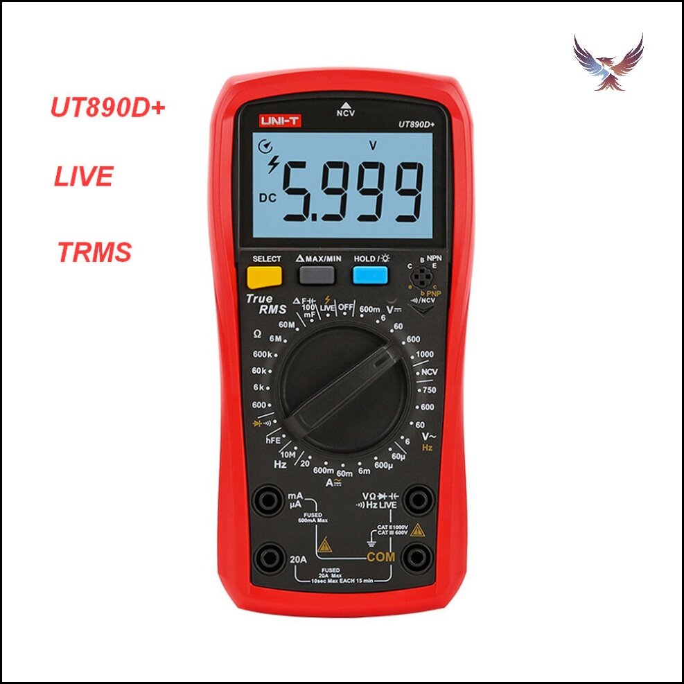 Мультиметр Unit UT890D+ True RMS, автоматическое выключение, подсветка дисплея, щупы
